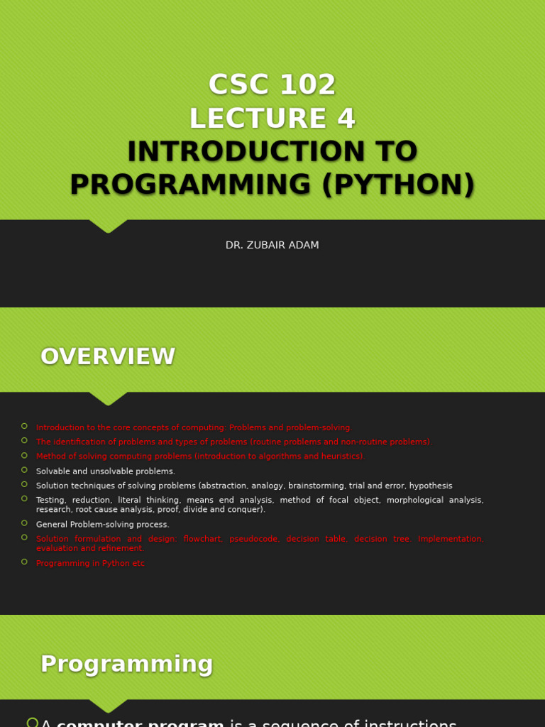 CSC 102 Lecture 4 | PDF