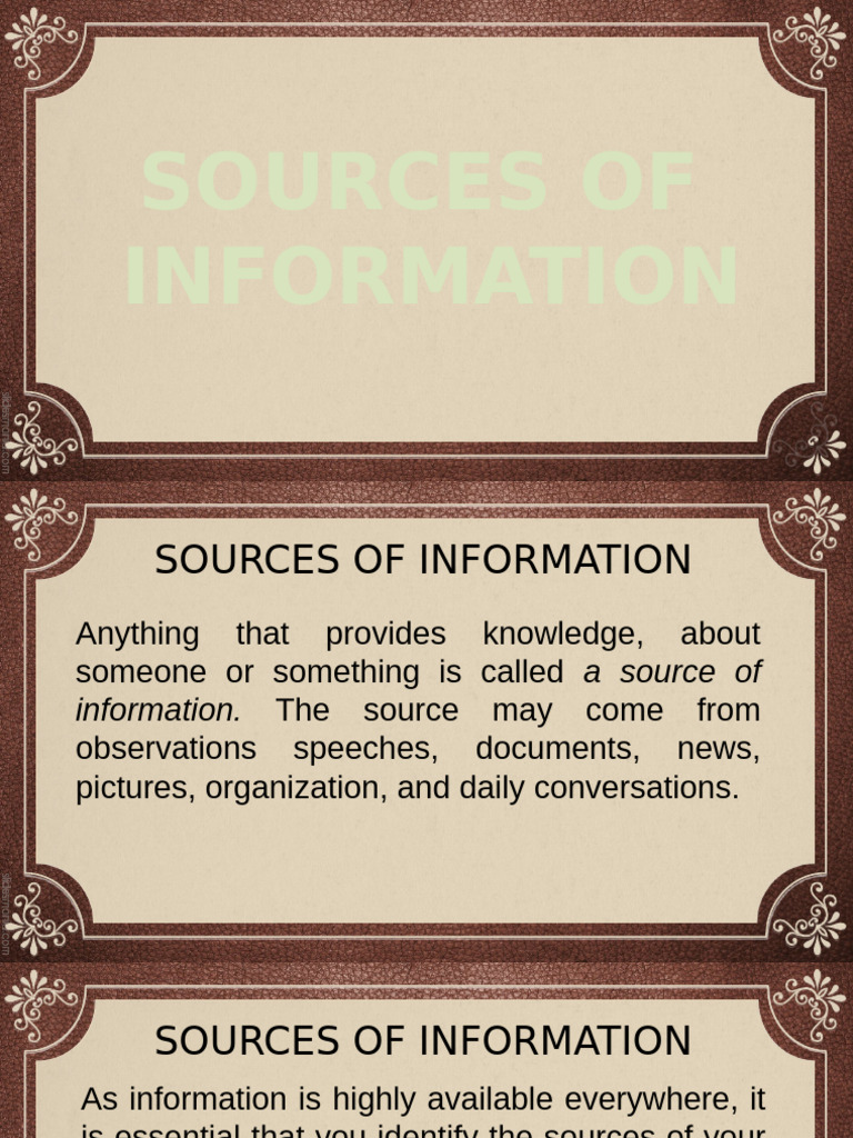 Sources of Information | PDF | Information | Science & Mathematics