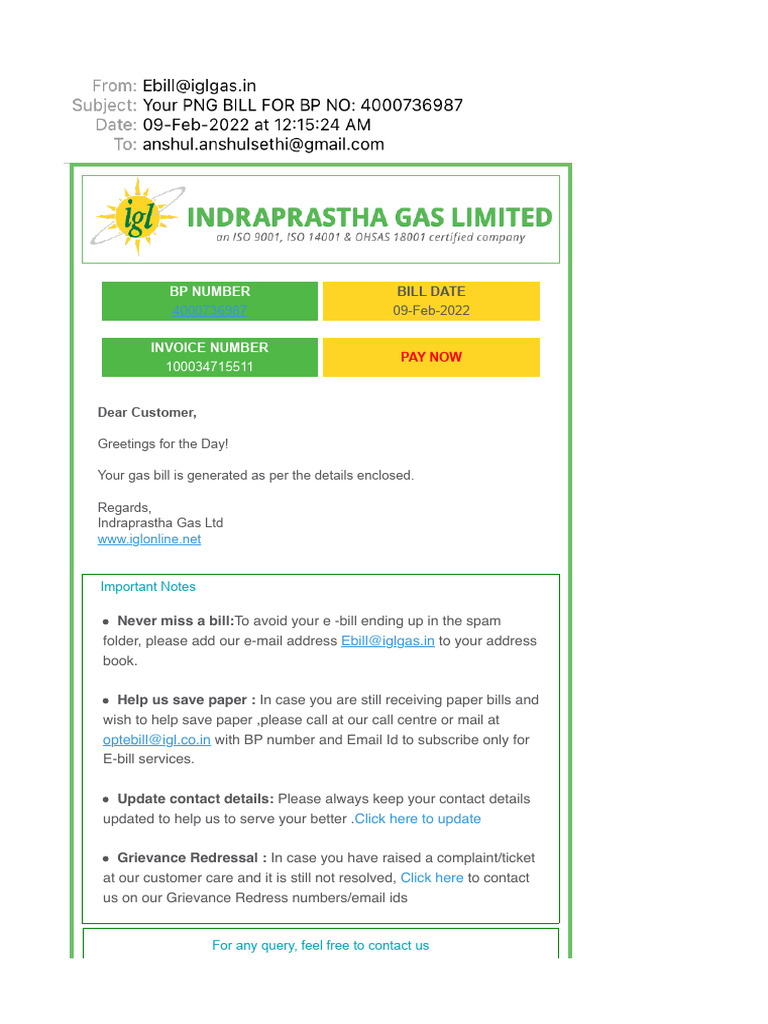 Your PNG BILL FOR BP NO 4000736987 2 | PDF