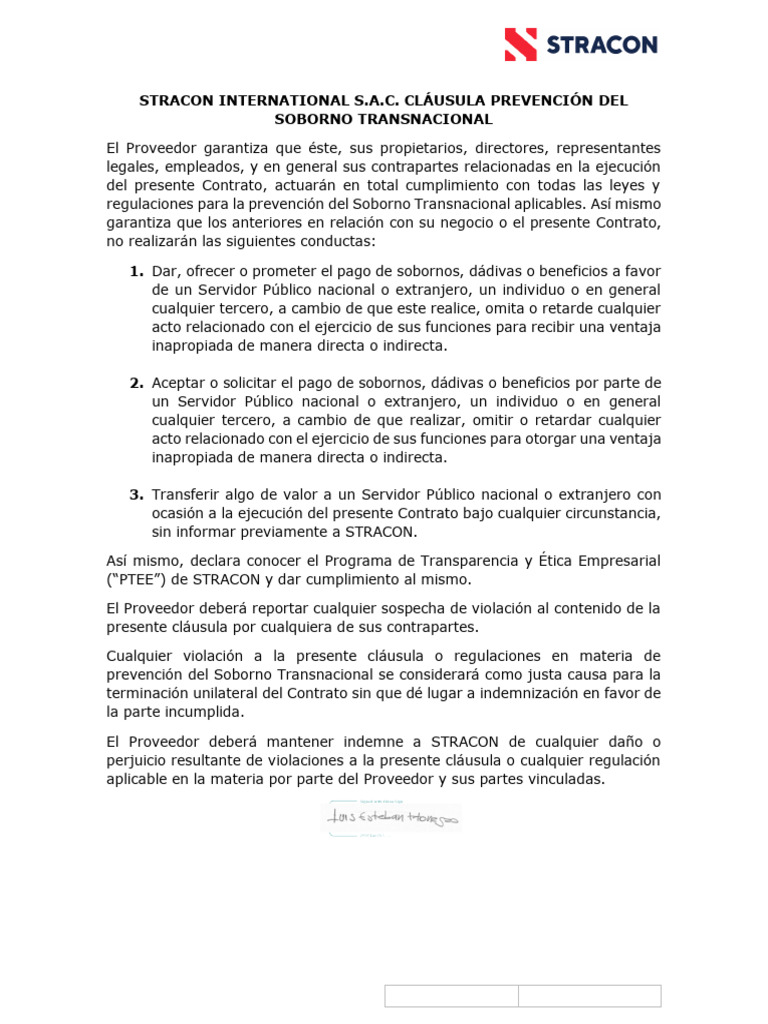 4SC - Cláusula Prevención Del Soborno Transnacional | PDF