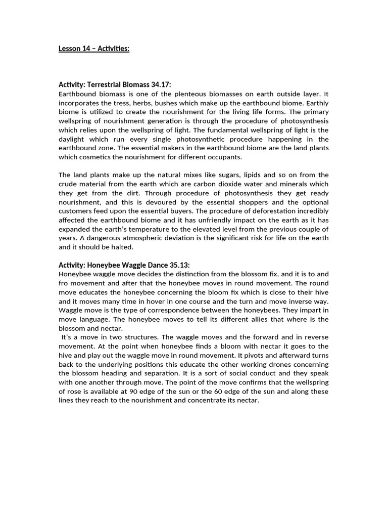 Lesson 14 Activities | PDF