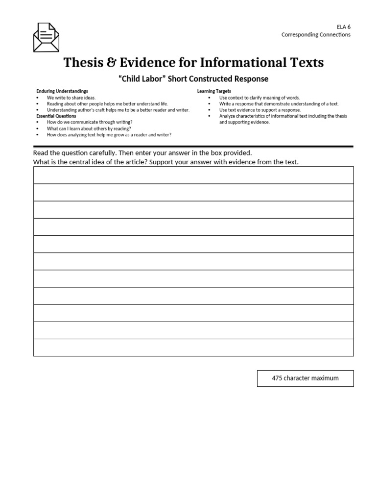 Thesis and Evidence Informational 1 S | PDF