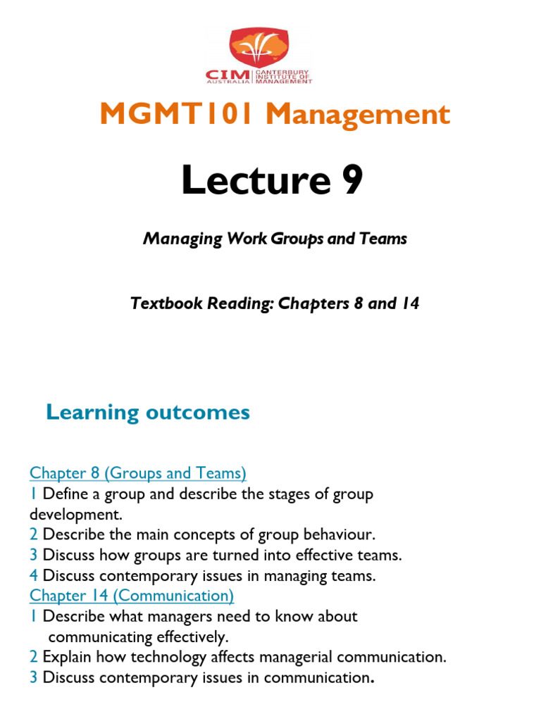 MGMT101 Lecture Week 9 | PDF MGMT101 Lecture Week 9 | PDF