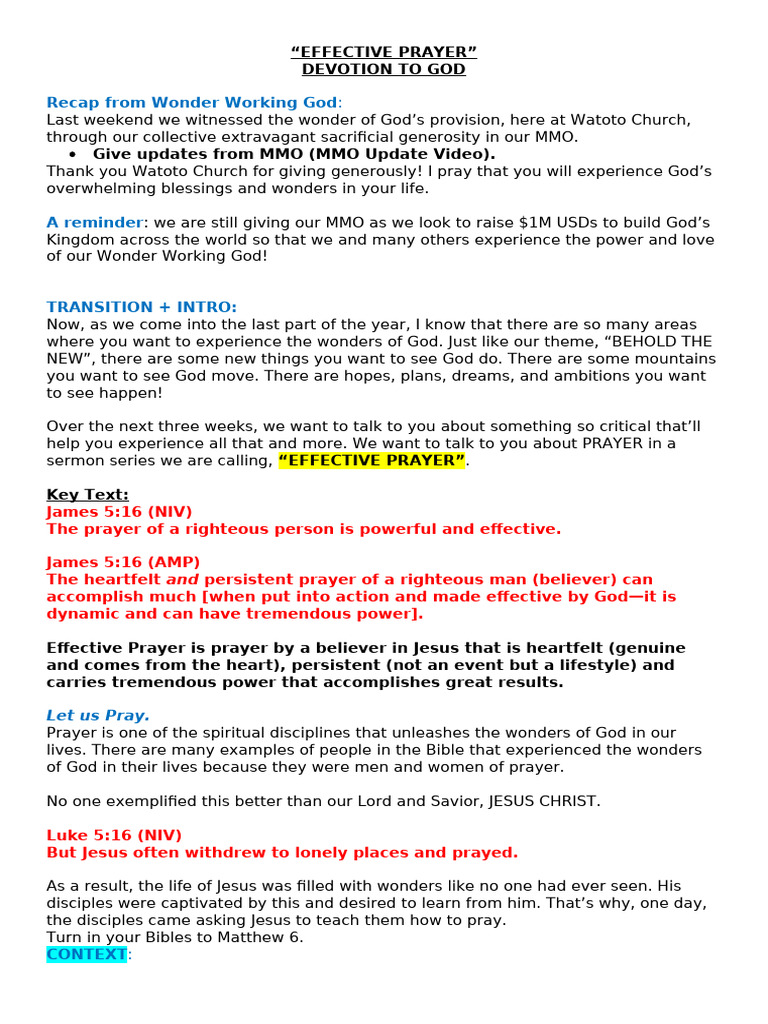 Effective Prayer - Devotion | PDF