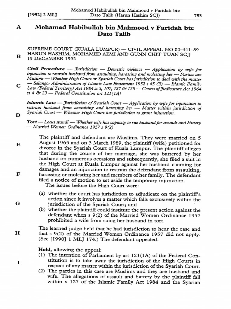 5) Mohamed Habibullah Bin Mahmood V Faridah Bte Dato Talib | PDF