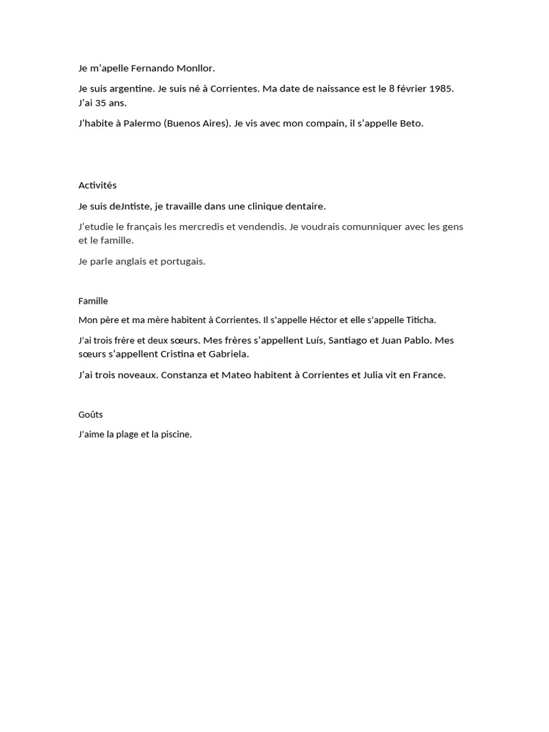 Tarea de Frances 1 | PDF