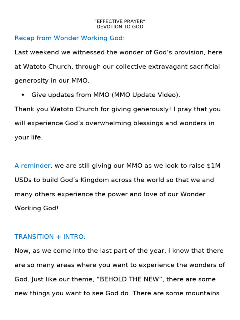 Effective Prayer - Devotion | PDF