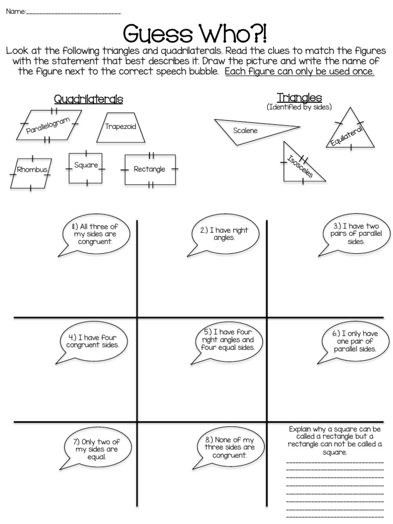 Guess Who?!: Triangles Quadrilaterals | PDF