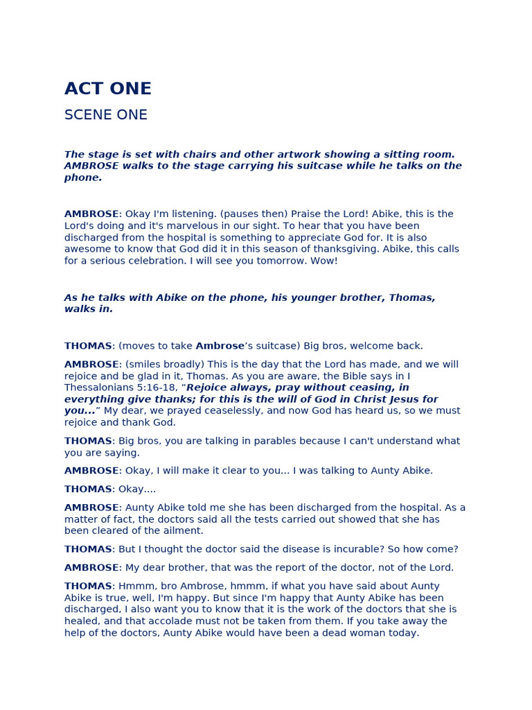 Drama Script About Thanksgiving | PDF