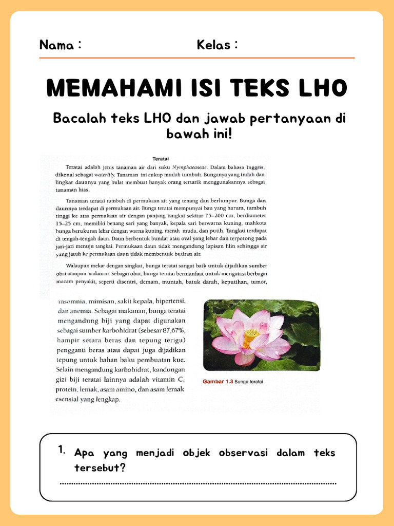 LKPD Memahami Isi Teks LHO | PDF
