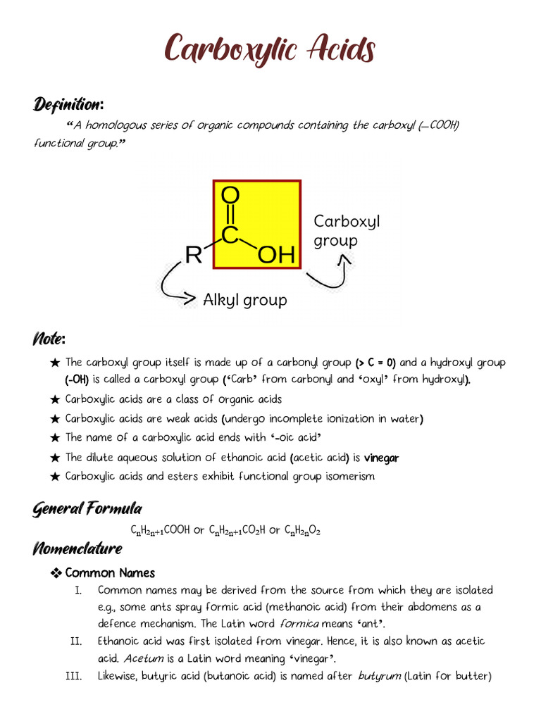 Carboxylic Acids Notes | PDF
