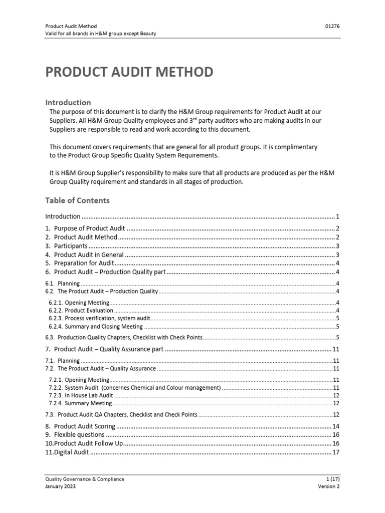 Product Audit Method | PDF