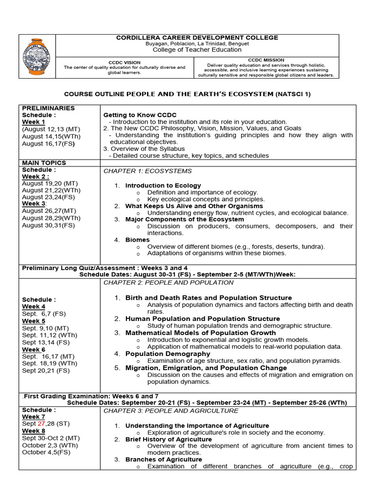 Course Outline Natsci 1 | PDF