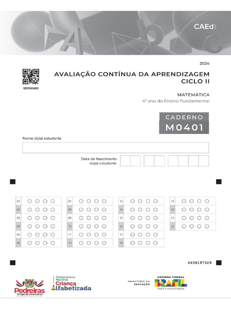 CNCA 4º ANO - Matemática - M0401 | PDF