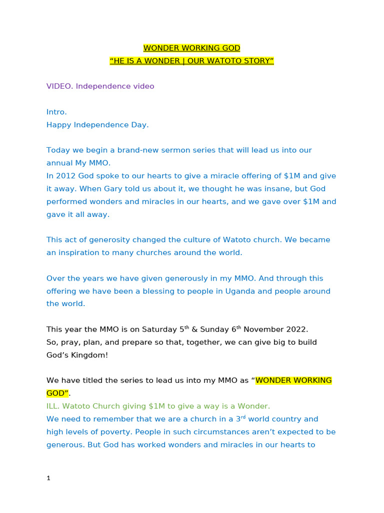 Wonder Working God Intro | PDF