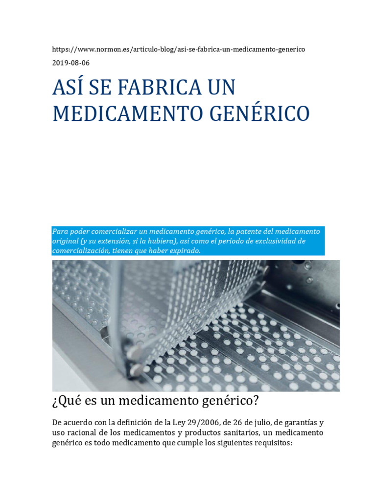 Fabricación de un genérico | PDF