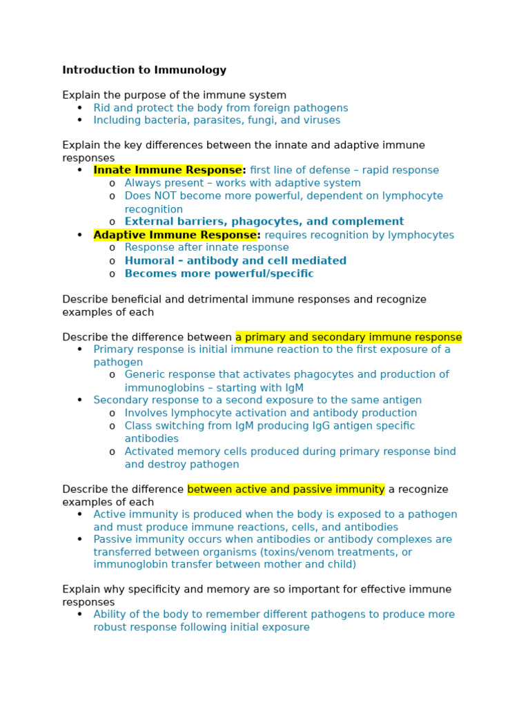Immunology Study Guide | PDF