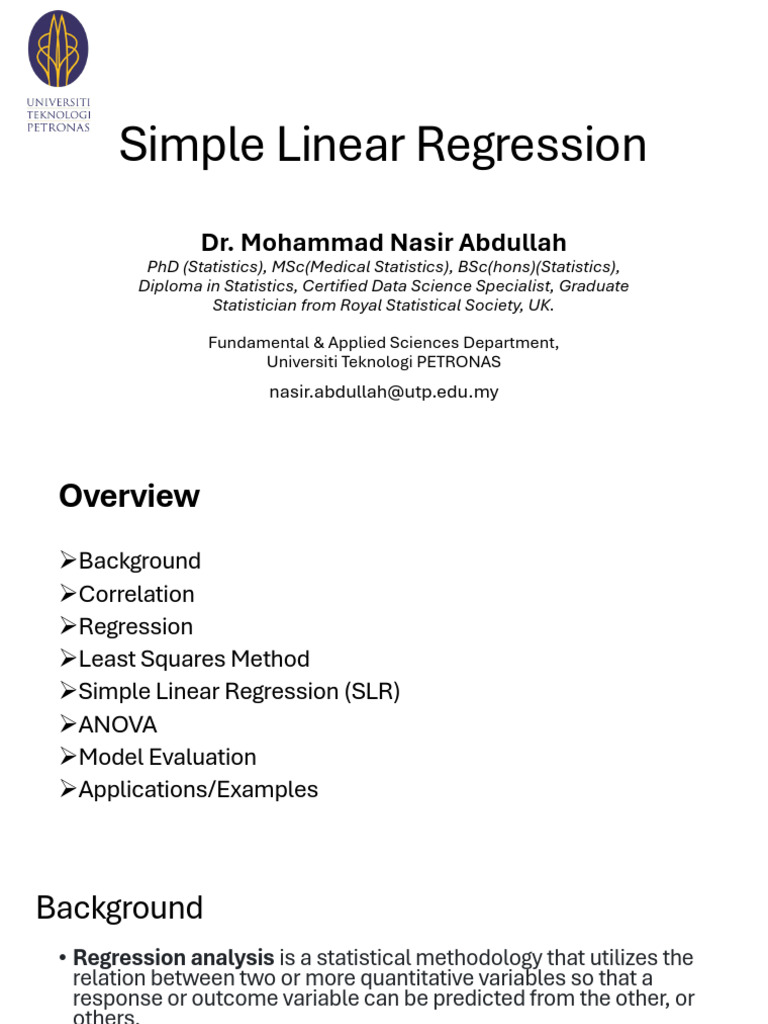 Simple Linear Regression | PDF | Errors And Residuals | Teaching Methods & Materials