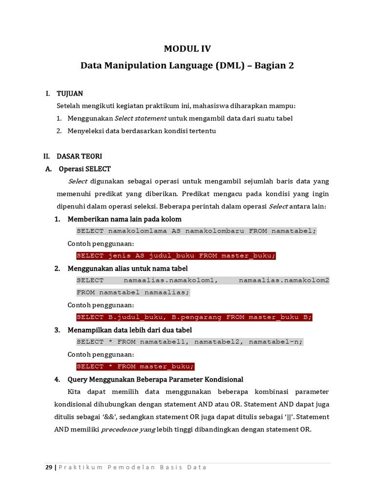 Modul 4 PBD - Data Manipulation Language (DML) - Bagian 2 | PDF