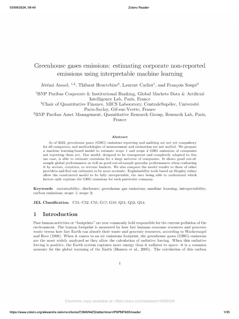 Assael Et Al. Greenhouse Gases Emissions Estimating Corporate Non-Reported Emissions Using ...