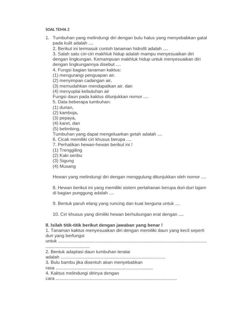 Soal Tema 2 | PDF
