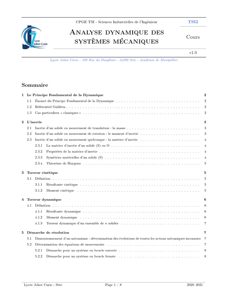 Cours Dynamique | PDF