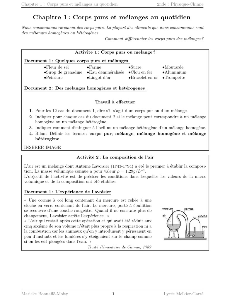 Chapitre 1 Corps Pur Et Mélange | PDF
