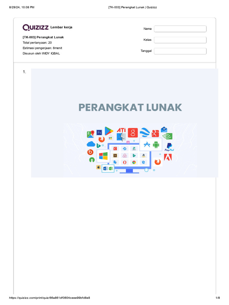 [TK-003] Perangkat Lunak _ Quizizz | PDF