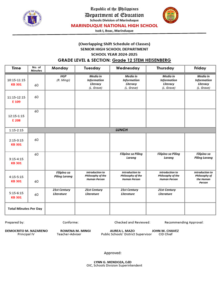 12 Class Schedule - 1st Sem - SY 2024 2025 | PDF | Epistemology ...