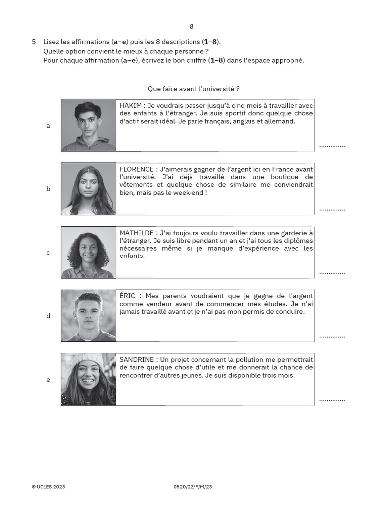 French Reading Paper - March 2023 PDF | PDF