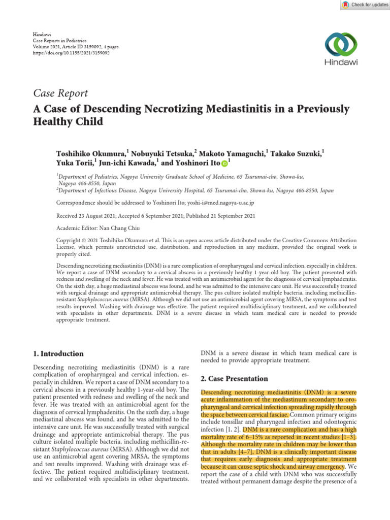 Case Reports in Pediatrics - 2021 - Okumura - A Case of Descending ...