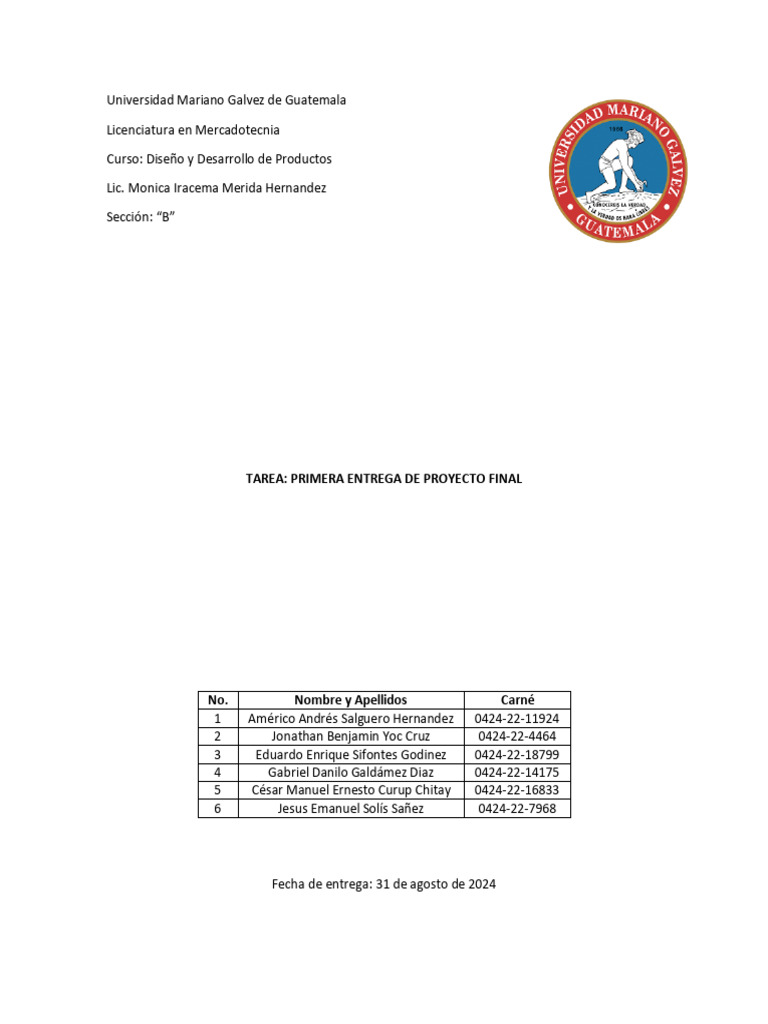 Primera Entrega de Proyecto Final - 31082024 | PDF