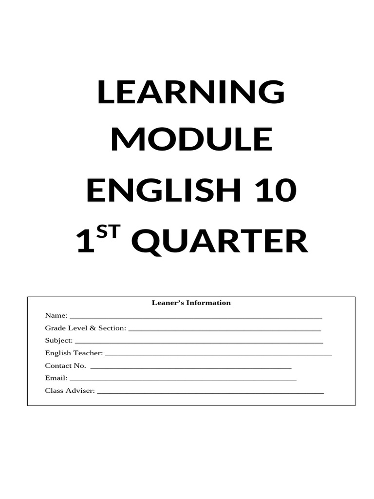 Learning Module English 10 | PDF