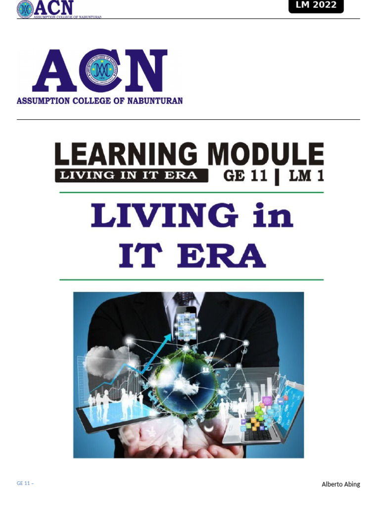 GE 11 - Living in IT Era - Learning Module-1 | PDF