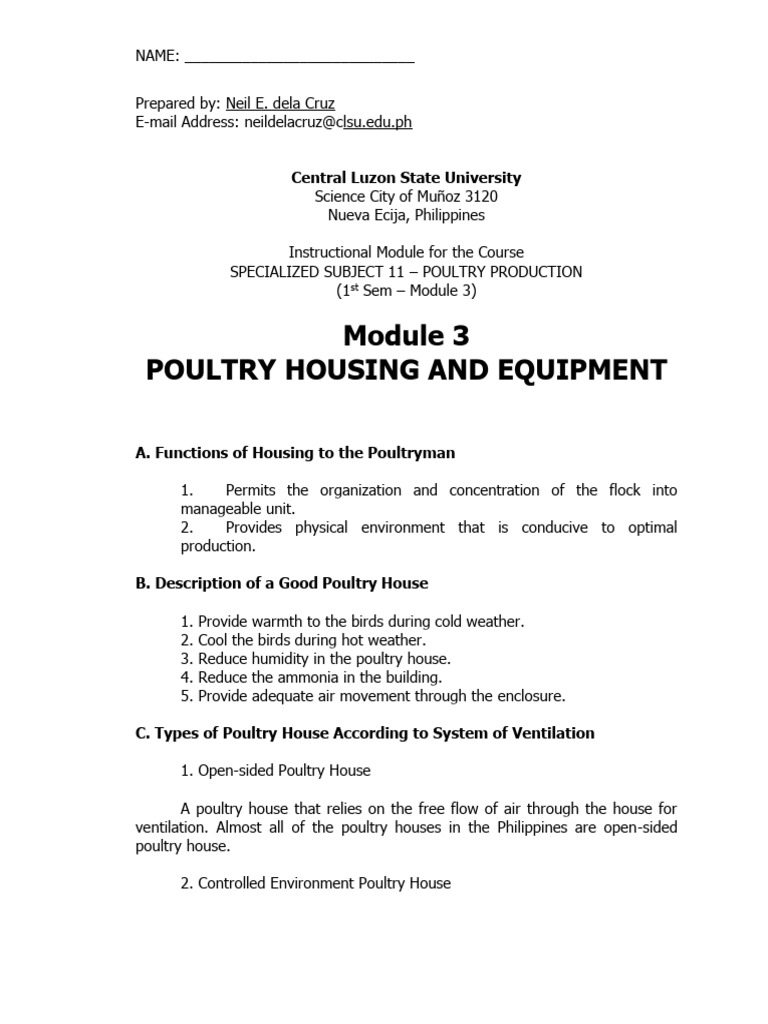 Module 3 Poultry Housing And Equipment Pdf