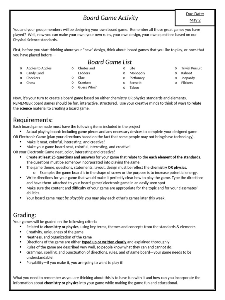 Board Game Activity 2017 | PDF