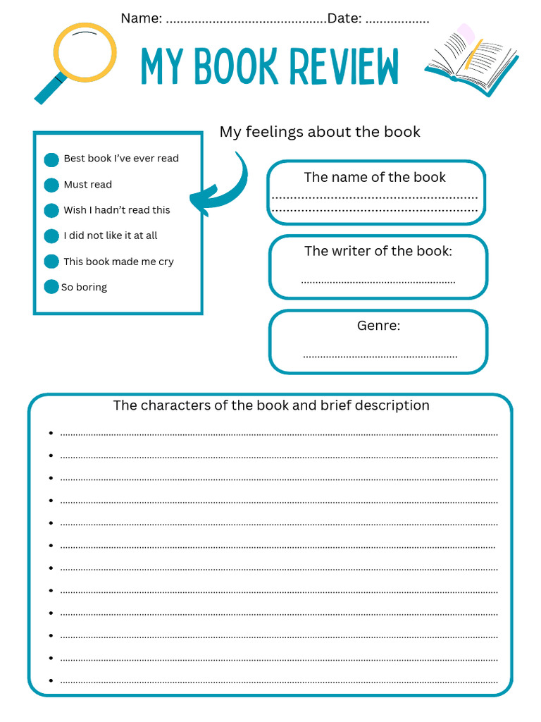 My Book Review Worksheet | PDF