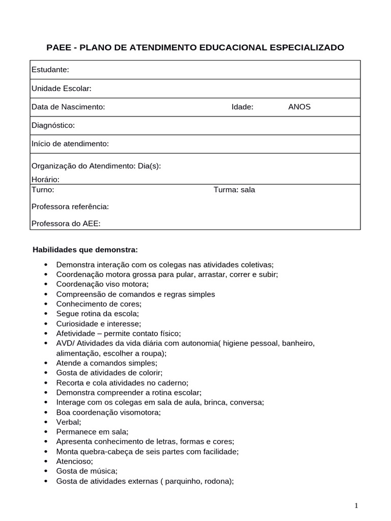 Paee - Modelo | PDF