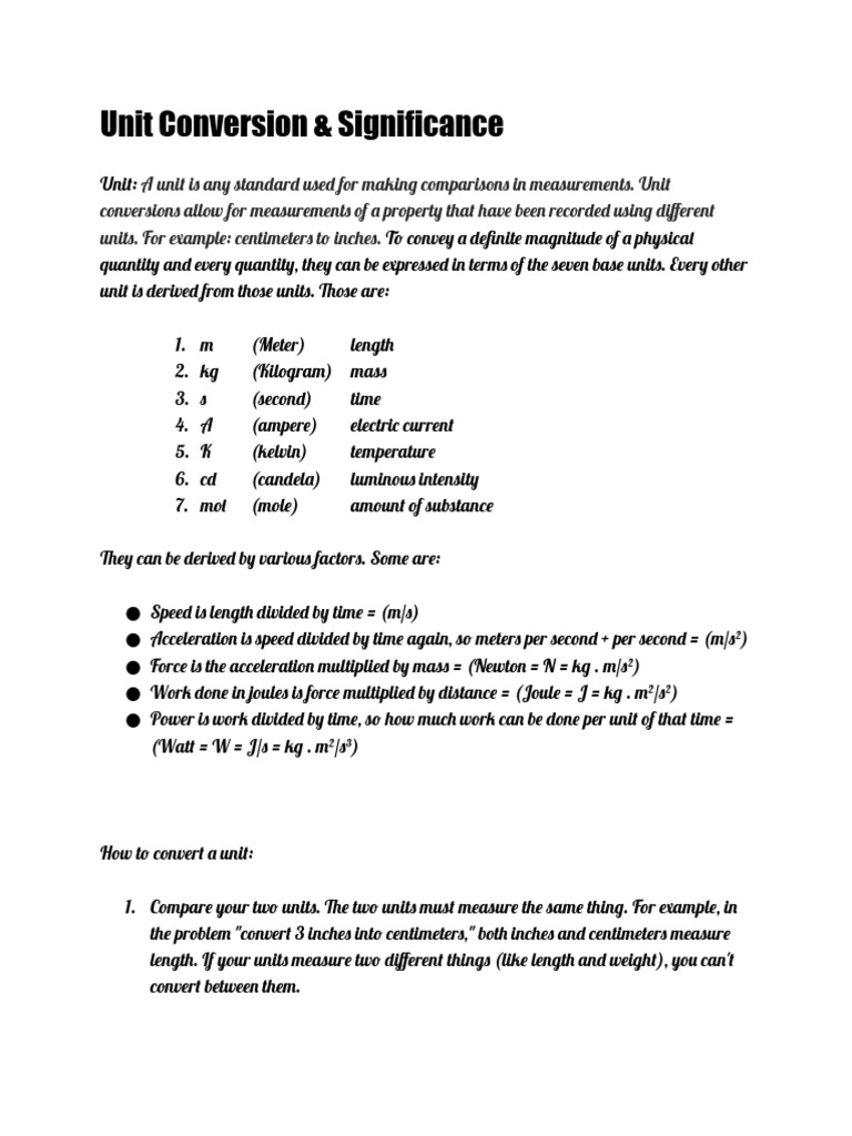Unit Conversion & Significance | PDF