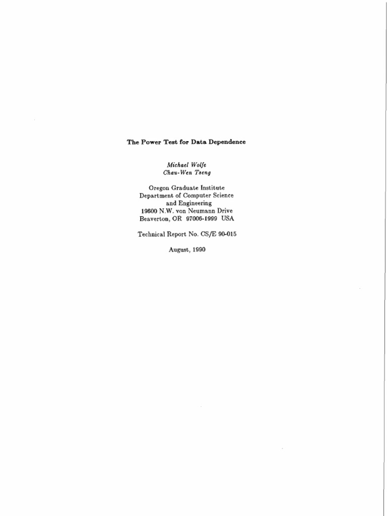 The Power Test For Data Dependence | PDF