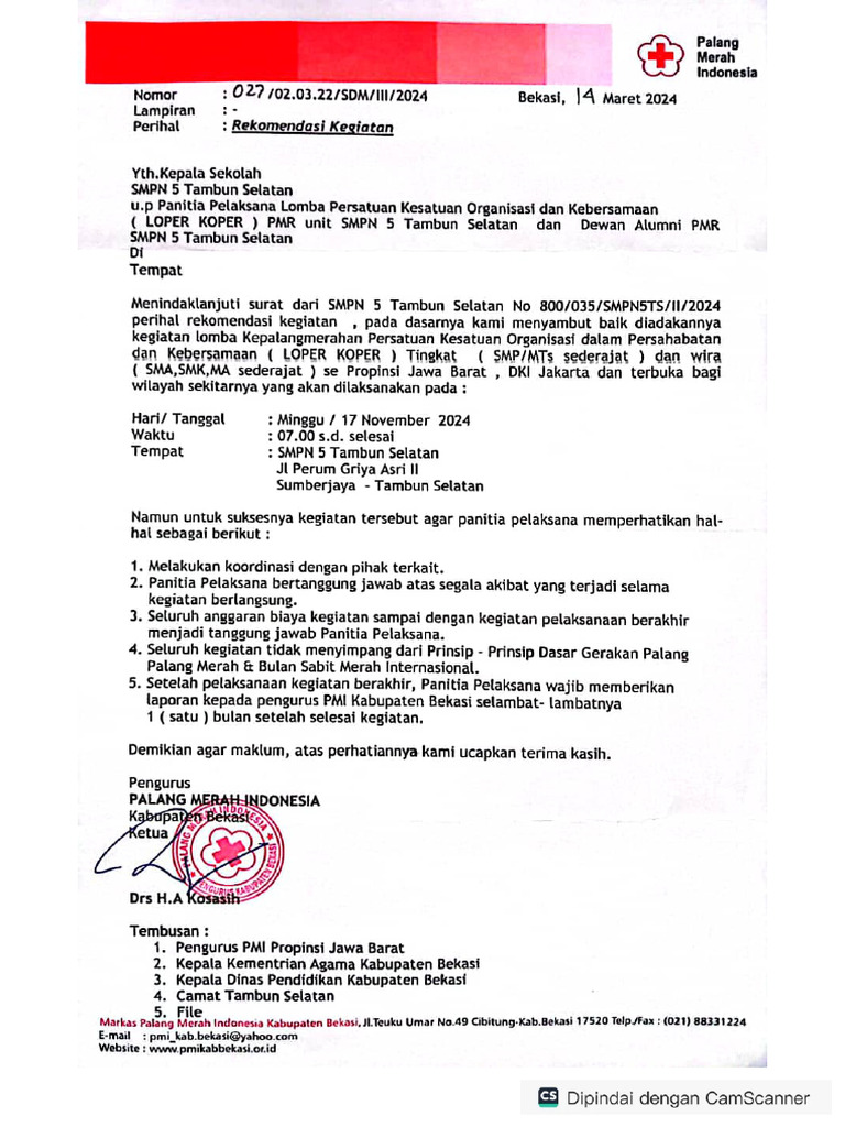 Surat Rekomendasi PMI | PDF