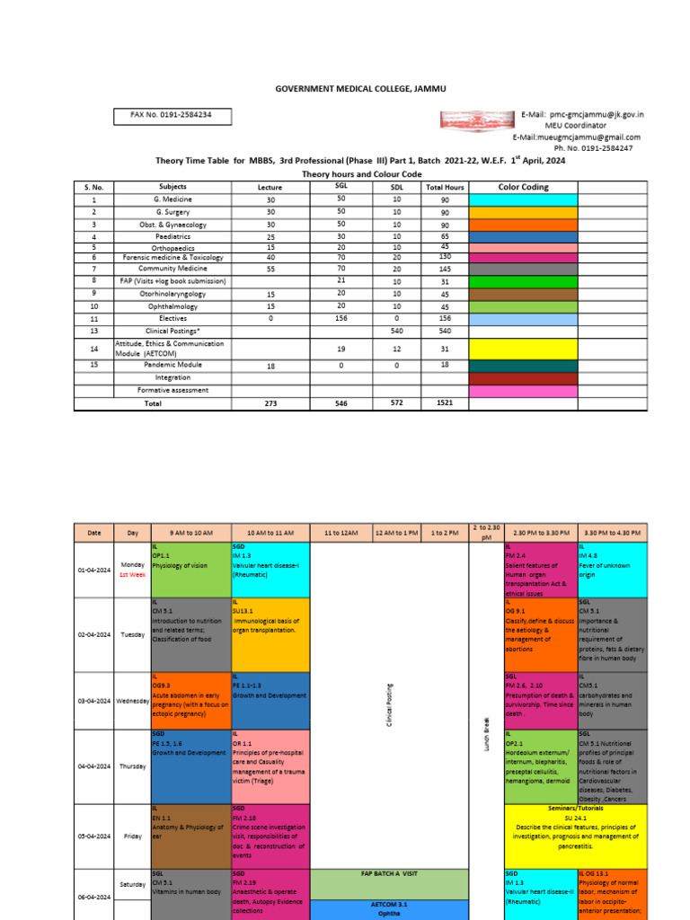 18 D Theory Time Table of Prefinal 2021 Batch | PDF