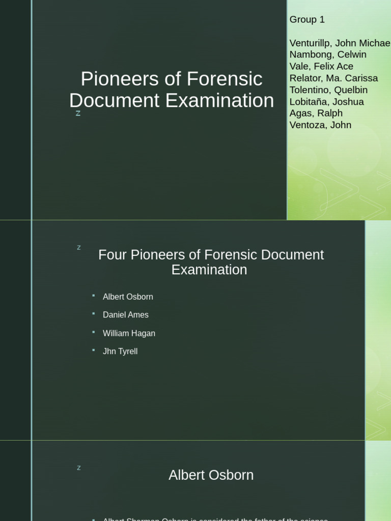 Group 1 Pioneers of Forensic Documentation Examination | PDF