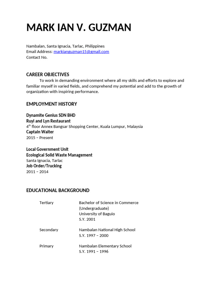 Mark Ian V. Guzman Resume | PDF