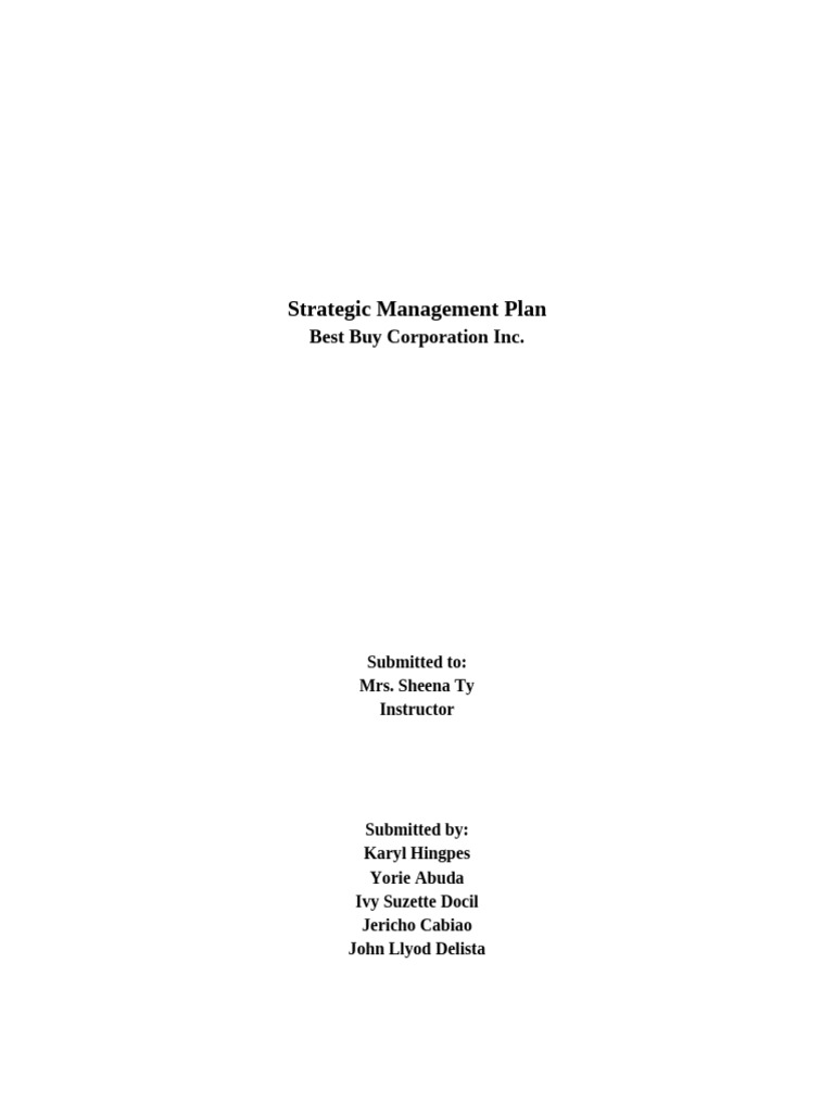 Strategic Management Plan | PDF