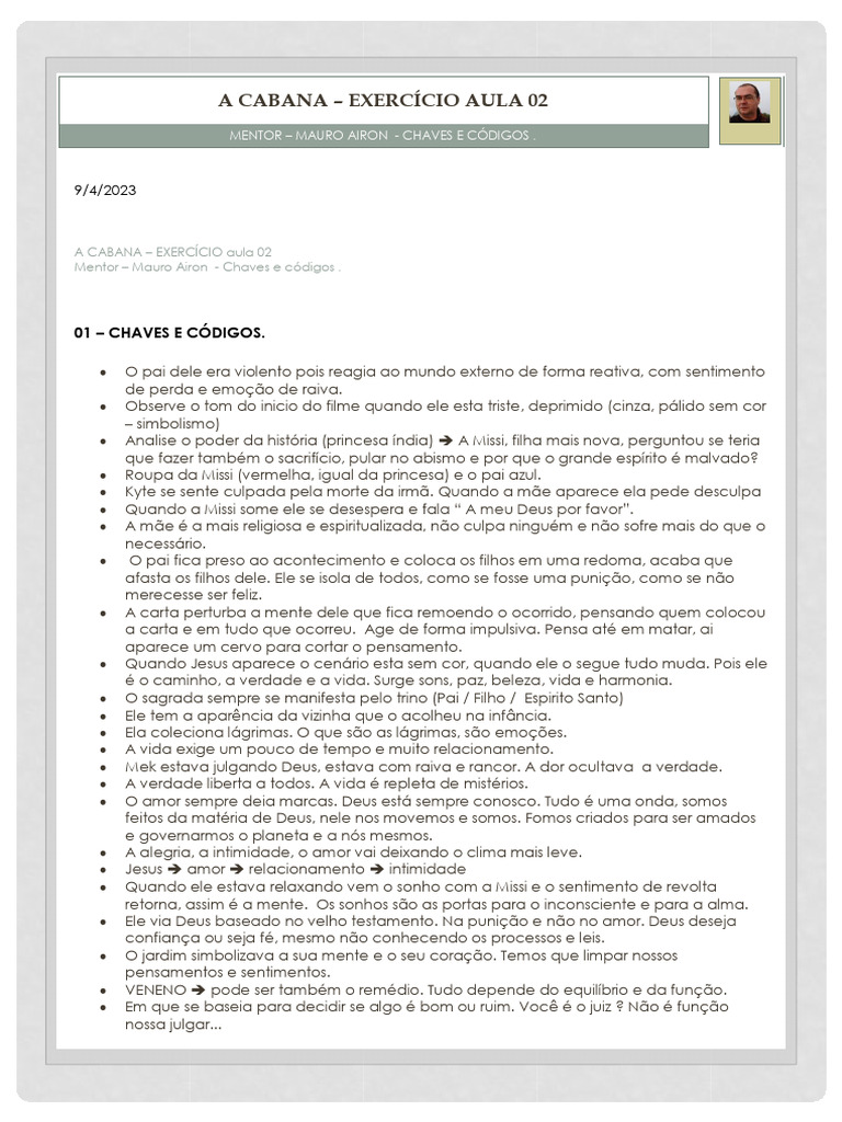 Mentoria - A Cabana - Exercicio Aula 02 | PDF