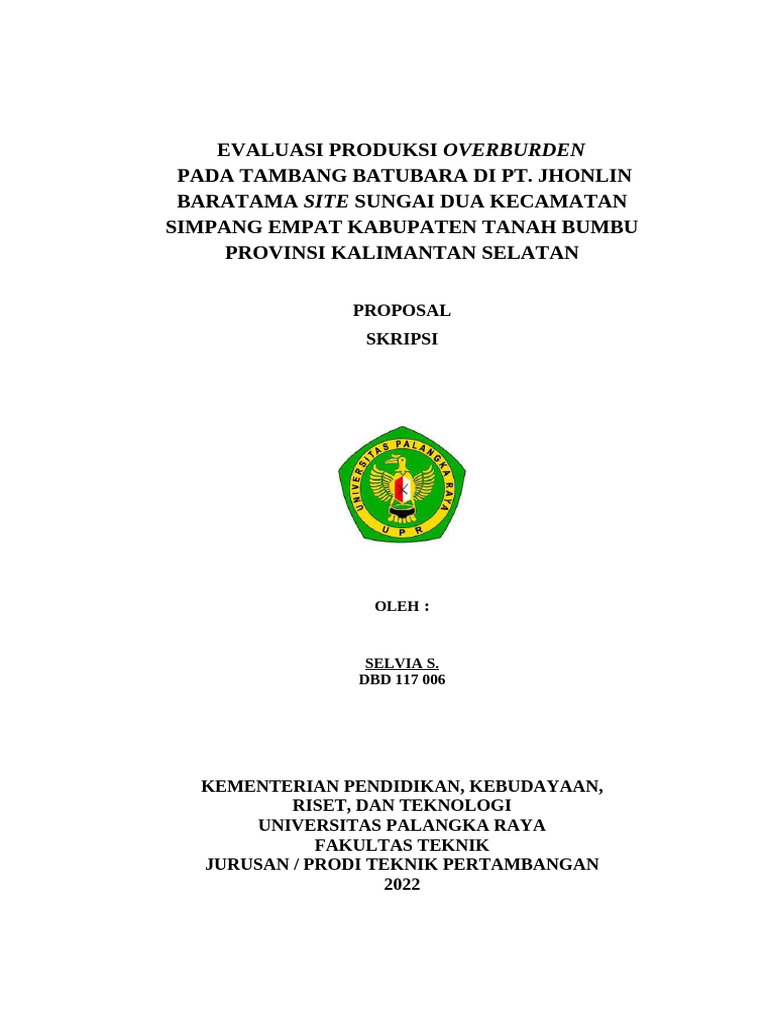 Draft Proposal Skripsi - Selvia S. - dbd117006. | PDF