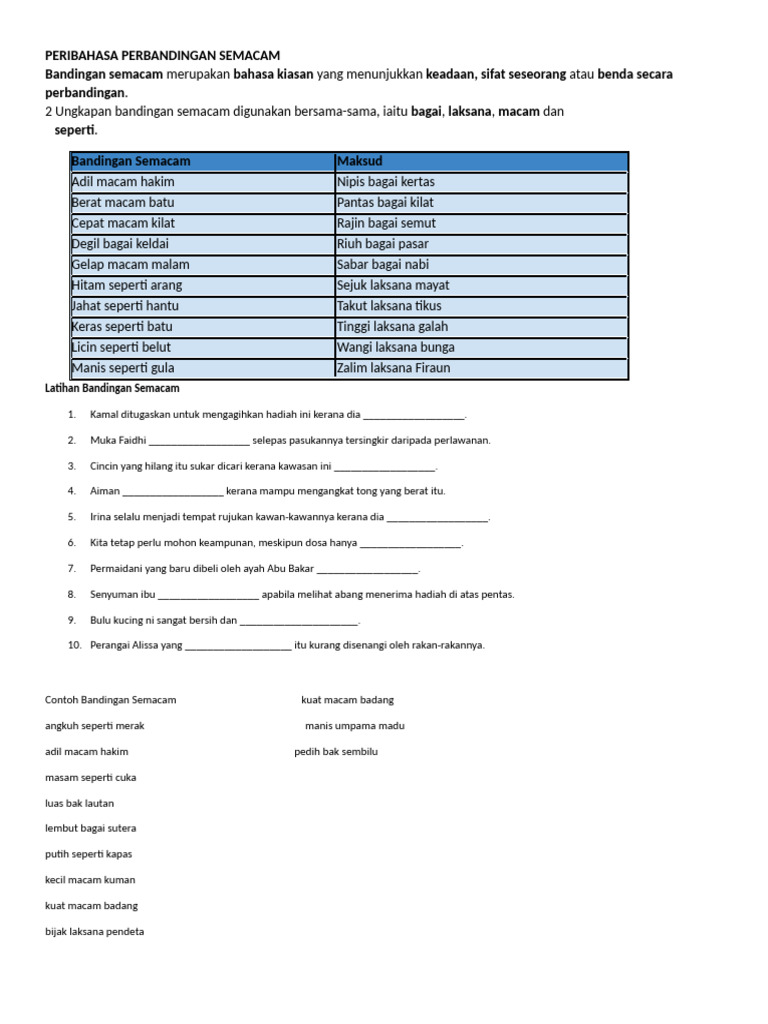 Peribahasa Perbandingan Semacam | PDF
