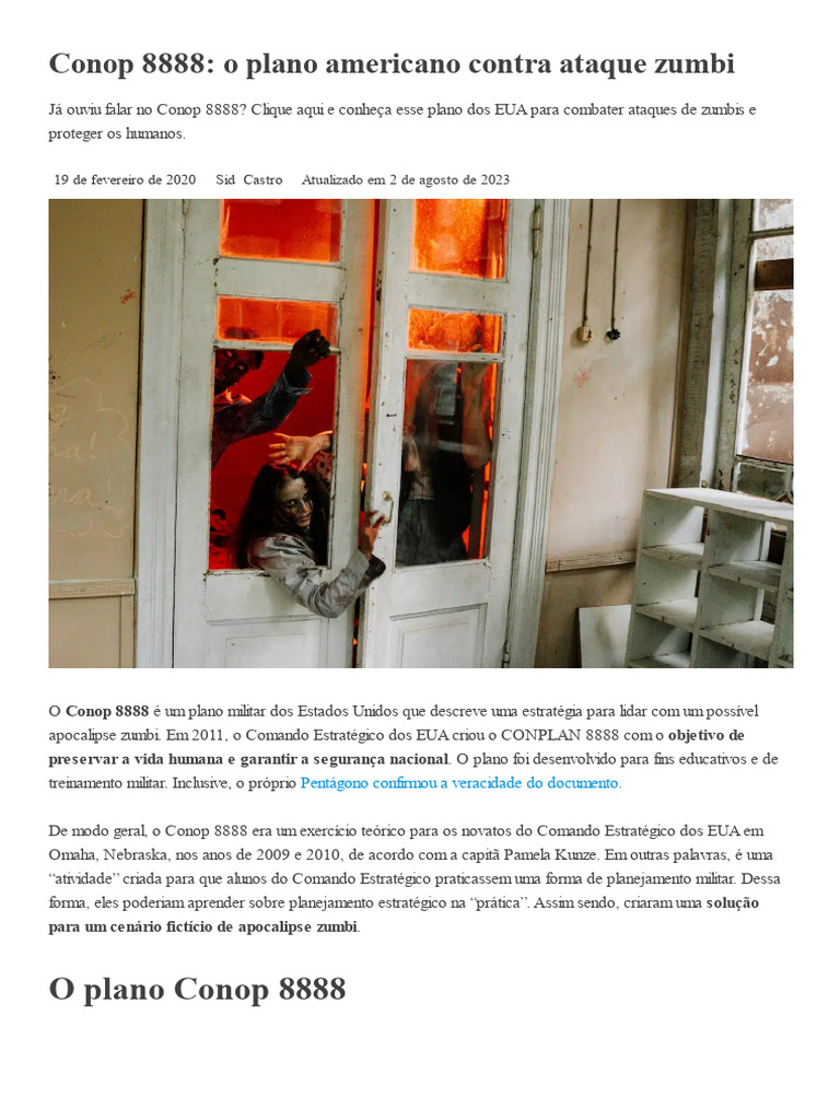 Conop 8888 - o Plano Americano Contra Ataque Zumbi | PDF