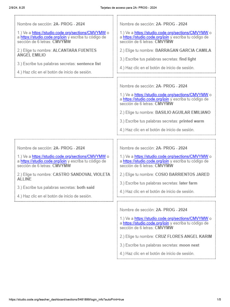 2A-PROG 2024 Student Login Guide | PDF